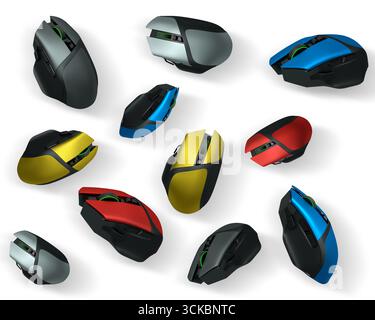 Collection of gaming mice shown from various angles, isolated on white ...