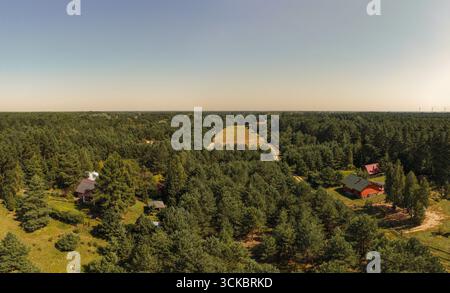 An aerial view of field with dense trees Stock Photo - Alamy