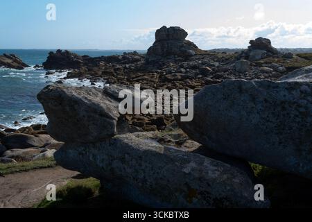 Beautiful coastline, GR34 coast path, Finistere, Brittany, France Stock ...