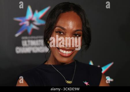 Dominican triple jumper Thea LaFond attends a press conference ahead of ...