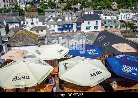 Rooftop view of Pun and Houses of Polperro village, Cornwall Stock ...
