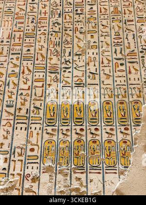 Luxor, Egypt - Feb 11, 2025: Ancient painted wall relief depicting ...
