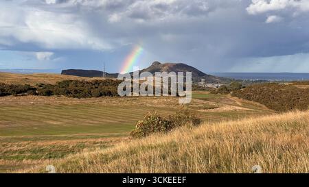 Rainbow over Arthur's seat in Edinburgh Stock Photo - Alamy