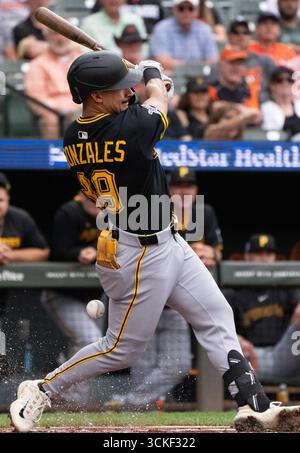 Pittsburgh Pirates' Jared Triolo hits into a double play with the bases ...