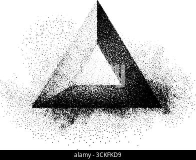 Intricate stipple dotwork illustration of impossible triangle for ...