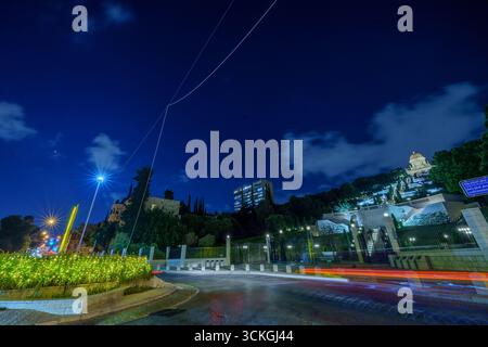 Haifa, Israel - September 07, 2025: Night view of the German Colony ...