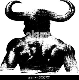 Black and white minotaur stencil art for design and decor projects ...