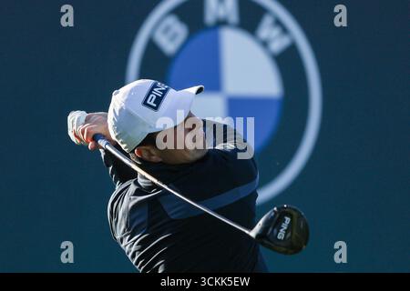 Viktor Hovland of Norway tees off on the 14th hole during the first ...