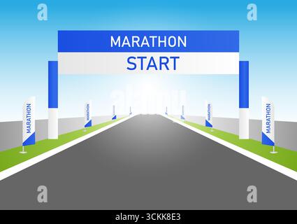 Marathon Running Event Concept. Marathon Signboard 42.195 Kilometers ...