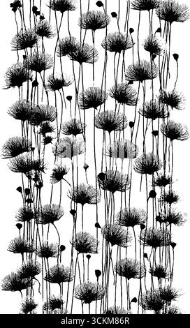 Seamless minimalist doodle flower border pattern. Calm earthy color ...