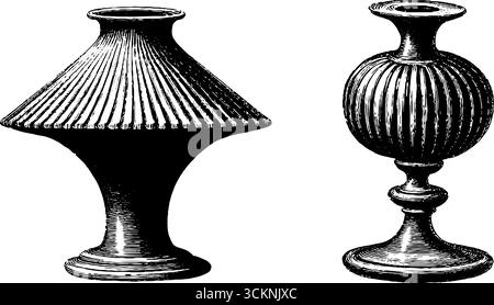 Elegant ceramic table lamps engraving set for interior design and home ...