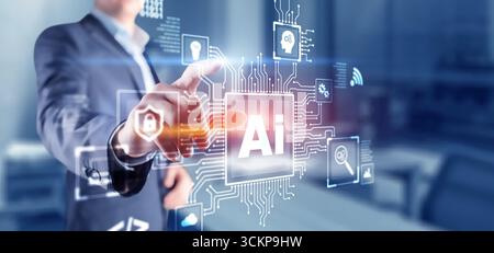 Artificial Intelligence Processor Concept. AI Big Data Array on virtual screen Stock Photo - Alamy