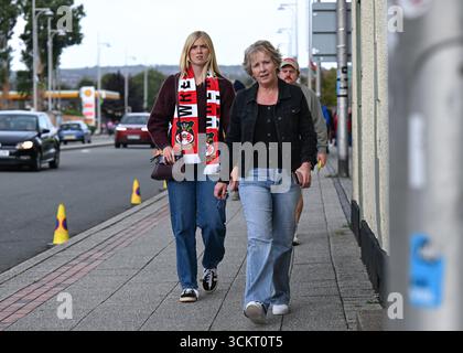 Wrexham fans arrive at the ground ahead of the Sky Bet Championship ...