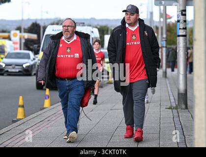 Wrexham fans arrive at the ground ahead of the Sky Bet Championship ...