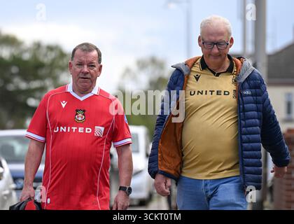 Wrexham fans arrive at the ground ahead of the Sky Bet Championship ...