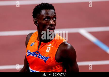 Taymir Burnet of the Netherlands looks on during the Men's 100m Final ...