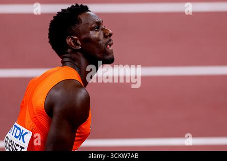 Taymir Burnet of the Netherlands looks on during the Men's 100m Final ...
