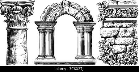 Architectural elements featuring rounded apse slice and rib vault ...