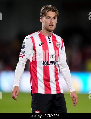 Brentford's Mathias Jensen during the Premier League match at Stamford ...