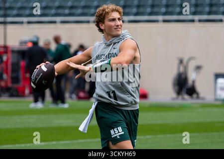Michigan State quarterback Alessio Milivojevic looks to pass during the ...