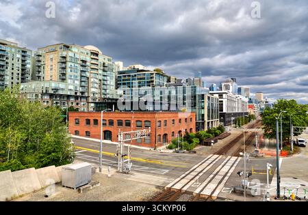 Residential street along railroad Stock Photo - Alamy