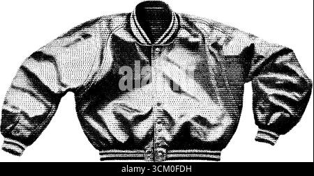 Vintage letterman jacket in halftone dots style for retro design ...