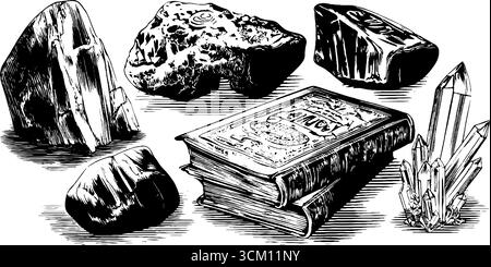 Alchemical symbols and philosopher’s stone: vintage hand drawn ...
