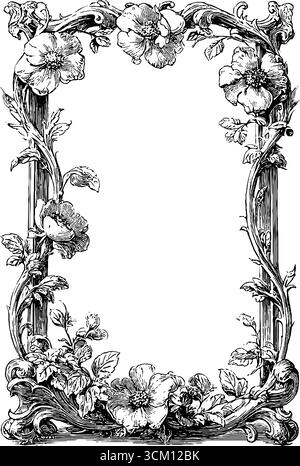 Victorian botanical frame with twisting vines for elegant design Stock ...