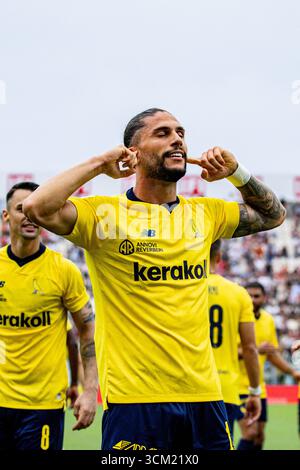 Pedro Mendes of Modena Calcio celebrates goal during the Serie B match ...