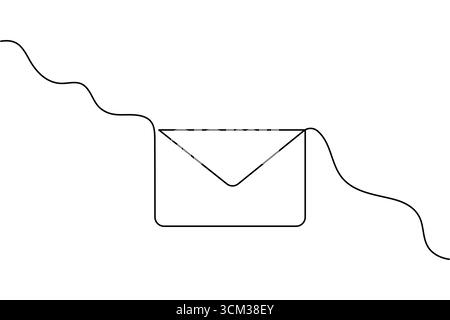 continuous single line drawing of envelope, line art vector ...