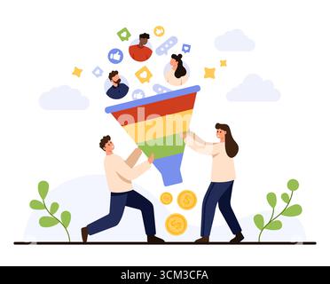 sales funnel business cartoon vector graphic Stock Vector Image & Art ...