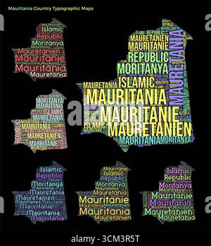 Senegal. Set of typography style country illustrations. Senegal map ...