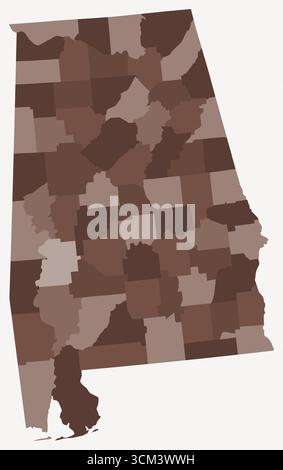 Map of Alabama with counties. A simple state border map with county ...