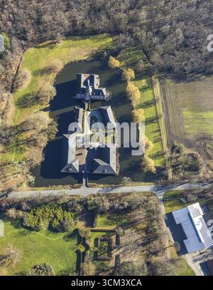 Aerial view, Schloss Sandfort, also Haus Sandfort, moated castle and ...