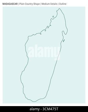 Madagascar plain country map. Medium details. Solid style. Shape of ...