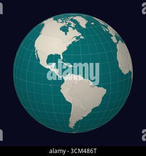 Curacao on Globe. Round country and continent name text. Country view ...