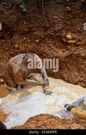 Artisanal gold and diamond mining in Kalimantan, Borneo, Indonesia ...
