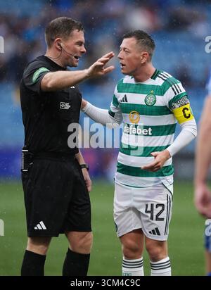 Celtic's Callum McGregor appeals to referee Nick Walsh as he awards a ...