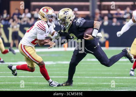 San Francisco 49ers cornerback Upton Stout (20) prepares for a play ...