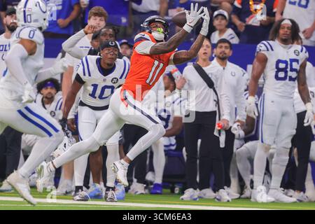 Denver Broncos wide receiver Troy Franklin looks on during warm-ups ...