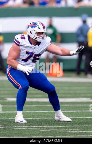 Buffalo Bills guard David Edwards (76) walks off the field after an NFL ...