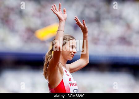 Anna Gryc of Poland during the Women's 4x400 Metres Relay during World ...