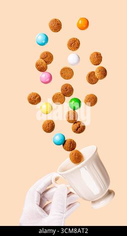 Sinterklaas, Saint Nicholas day background. Little kid red shoe with ...