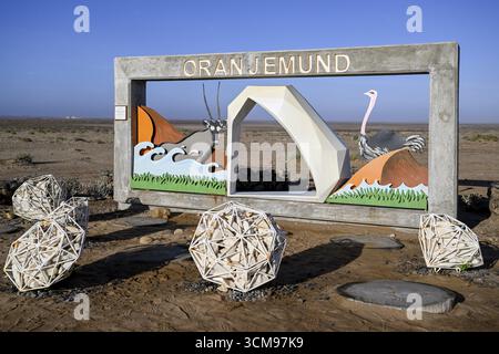 Sign at the entrance to Oranjemund, diamonds, diamond restricted area ...