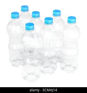 Collection of empty blue plastic water bottles for recycling or resuse ...