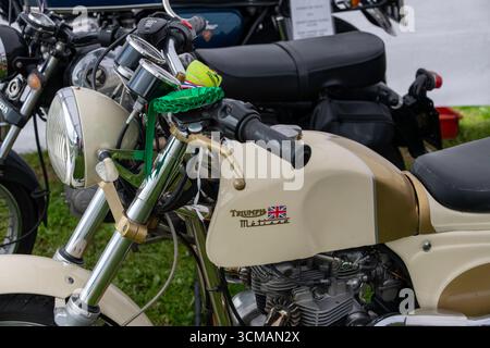 Classic vintage Triumph motorcycle showcasing its iconic design, in ...