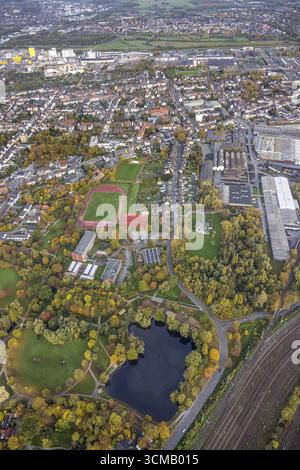 Aerial view, Elisabeth-Lueders Berufskolleg and adjacent federal sports ...