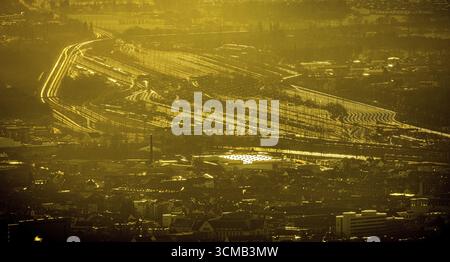 Aerial view, marshalling yard in Pelkum district in Hamm, Ruhr area ...