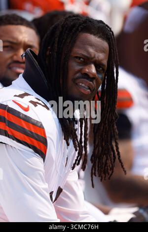 Cleveland Browns linebacker Jerome Baker arrives for an NFL football ...