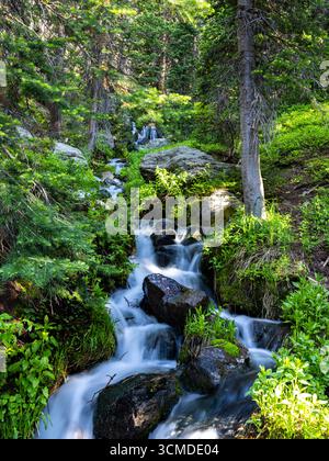 a light exposure stream of water over rocks Stock Photo - Alamy